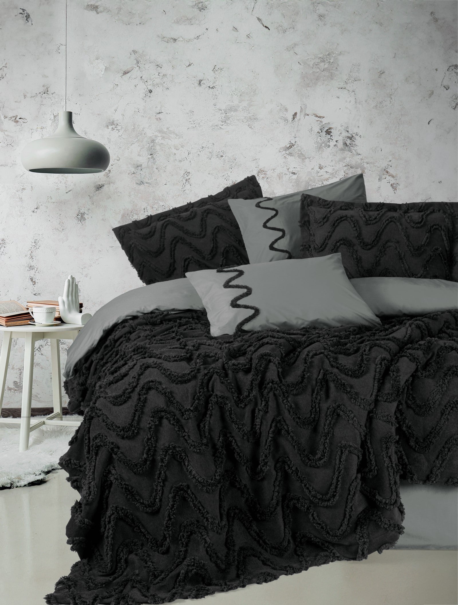 Limi Double Bedspread Duvet Cover Set Viggo Black – Cotton Box