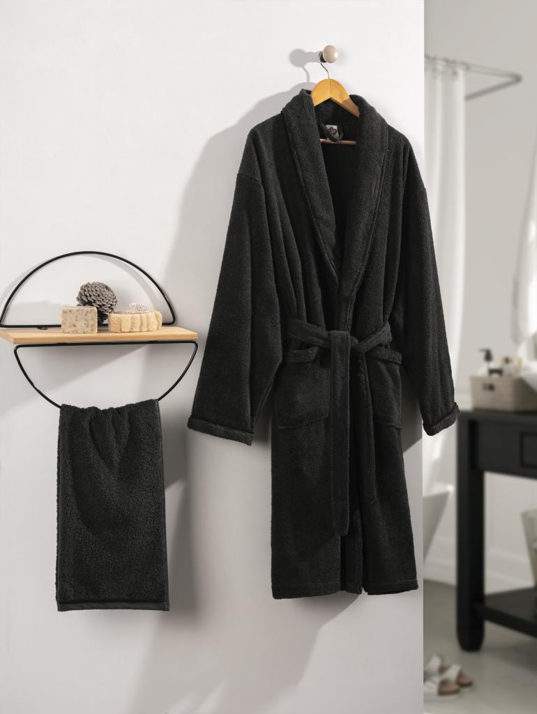 100% Cotton Deluxe Single Bathrobe Set Anthracite L – Cotton Box