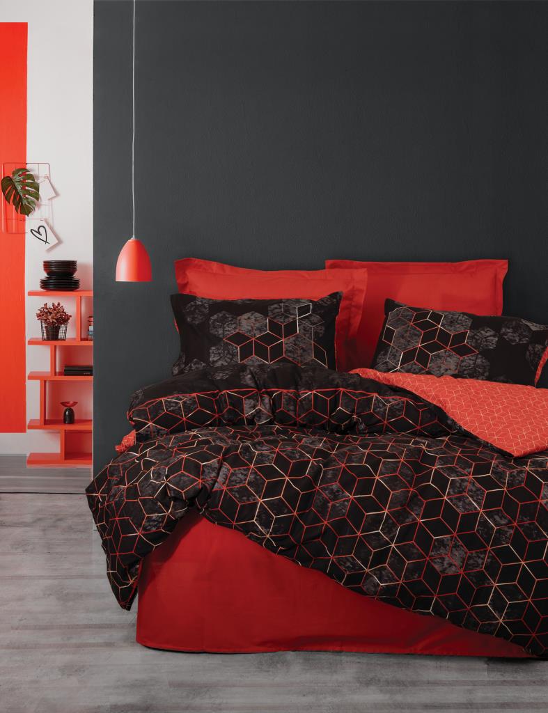 Dark Çift Kişilik Nevresim Takımı Cubo Kiremit – Cotton Box
