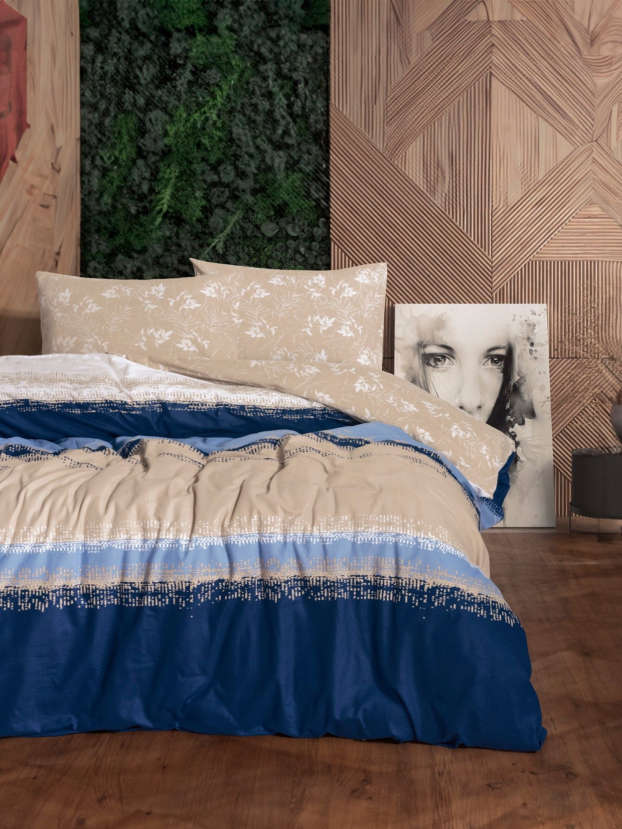 Flanel Çift Kişilik Nevresim Takımı Blueline Lacivert – Cotton Box