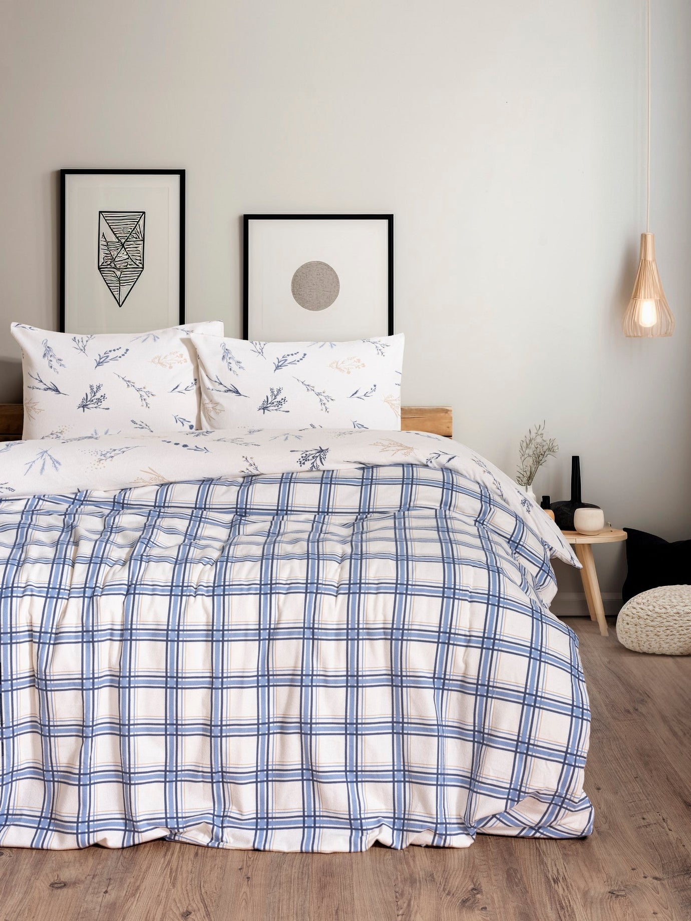 Flanel Çift Kişilik Nevresim Takımı Lavanid Mavi – Cotton Box