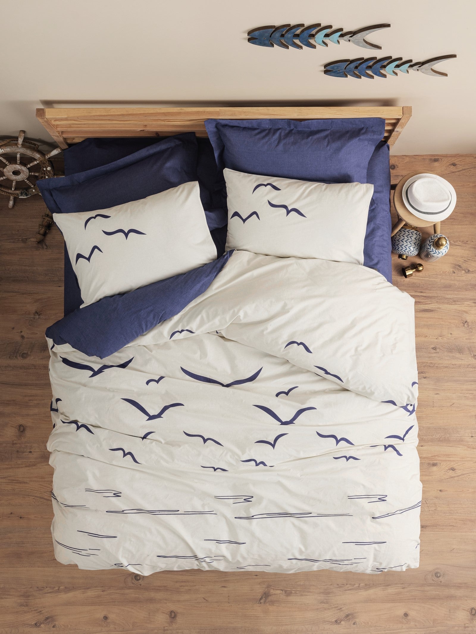Maritime Tek Kişilik Nevresim Takımı Larum Lacivert – Cotton Box