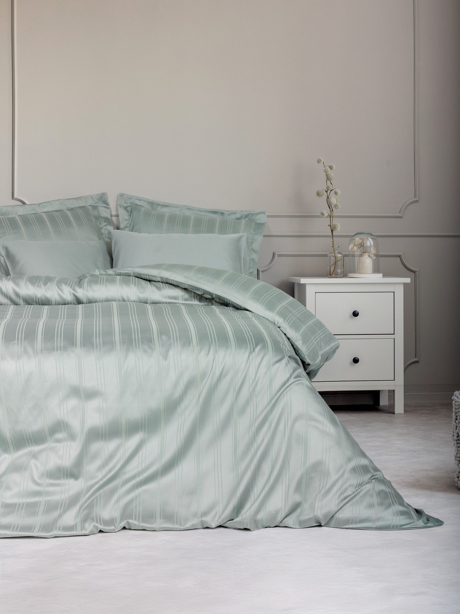 Smart Bambu Saten Çift Kişilik Nevresim Takımı Stripe Mint – Cotton Box